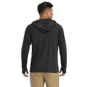 MAGCOMSEN Long Sleeve T Shirt Men UPF 50+ Quick Dry Fishing Shirts Performance Lightweight Shirts Workout Running Shirts Active Hiking Shirts Athletic T-Shirt Black
