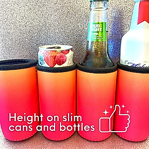 CANA CAPRI 6pk Summer Daze Slim Can Cooler - 12oz Tall Insulated Neoprene Can Sleeves - Perfect for White Claw, Truly, Slim Beer, Red Bull, Spiked Seltzer - Party Cooler for Birthdays to BBQs