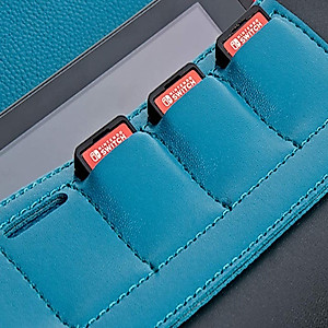 Switch Case Compatible with Nintendo Switch/OLED, FUNLAB Portable Switch Carrying Case with 10-Game-Card Slots & Accessories Storage- Blue