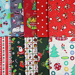 aufodara 10pcs Cotton Craft Fabric Bundles Christmas Patterns Fat Squares Textile Patchwork for Home DIY Decoration Crafts Sewing Quilting Pillows Bags Pennant Handwork (50 x 40 cm, U-01)