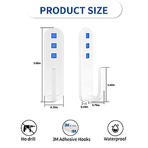 Budding Joy Wall Hooks 6 Pack, Plastic Self Adhesive Hooks for Hanging, 3M Wall Hanger Sticky Hooks, Shower Towel Hook for Bathroom Kitchen Door Home