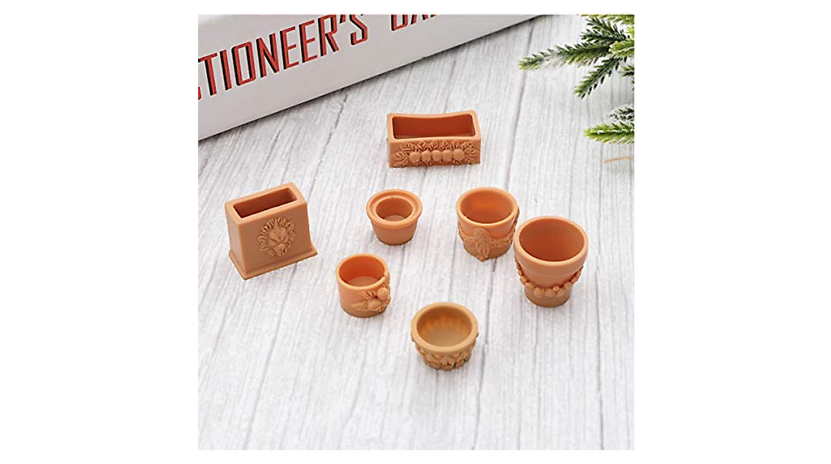 7pcs Miniature Flower Pots for Dollhouse & Kids' Fairy Garden
