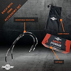 ToolFreak Finisher Safety Glasses Bundle Offer, Clear and Smoke Polycarbonate Lens, Wraparound Lenses with UV and Impact Rating,Neckcord and Carry Pouch