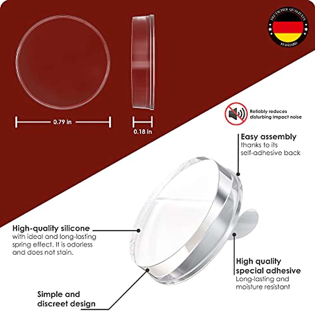 WEIDEBACH® 12x Discreet Door knob Stopper Transparent, Door Bumper Pads self-Adhesive 0.79x0.2 in, Elastic Wall Bumper Transparent, Rubber Wall Door Stop, Adhesive Rubber Door Stopper Bumpers