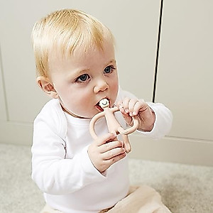 Matchstick Monkey Original Teething Toy for Baby 3 Months+, BPA-Free Food Grade Silicone, Easy to Hold & Naturally Fits in Mouth, Stimulates and Massages Sore Gums, Dusty Pink