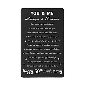 Personalized 50th Anniversary Card Gifts for Men Women - Happy 50th Anniversary Card, 50 Year Wedding Anniversary Wallet Card Present