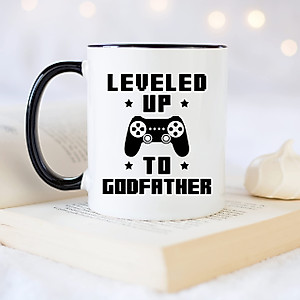 YouNique Designs Will You Be My Godfather Coffee Mug - Portable Coffee Mugs 11 Oz, Godfather Proposal Gifts for Godfather From Godson Goddaughter Godchild, Baptism Gifts For Godfather (Black Handle)