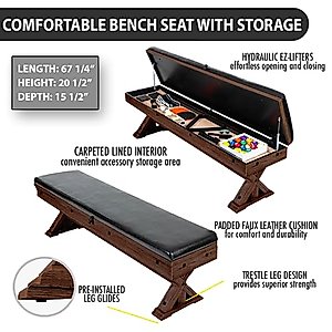 Freetime Fun 3 in 1 Multi Game 7 FT Pool Table with Dining Top and Ping Pong Table with Benches, Includes Billiard Accessories and Tennis Paddles - Combo Table (Espresso)