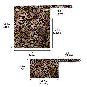 Leopard Print Animal Wet Dry Bags Leopard Waterproof Baby Cloth Diaper Bags with Two Zippered Pockets Beach Travel Bag for Swimsuit&Wet Cloth 2pcs