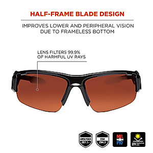 Ergodyne Skullerz Dagr Polarized Safety Sunglasses- Black Frame, Copper Lens