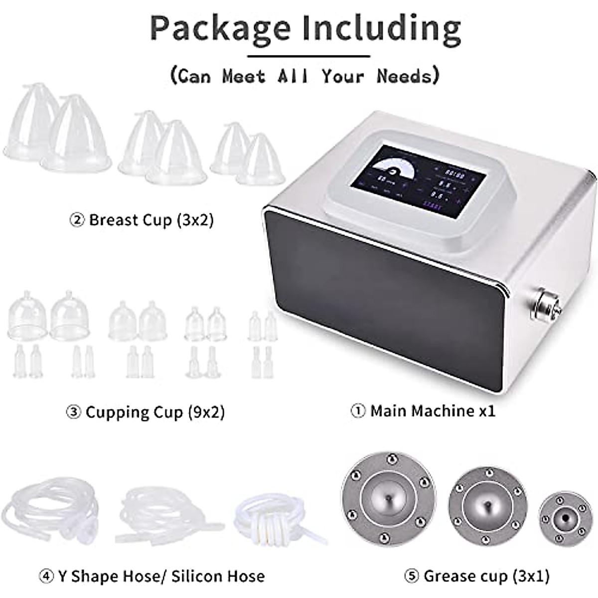 Unsvorns Vacuum Therapy Machine, BBL Machine, Upgrade Version Touch Screen Vacuum Cupping Massager with 24 Vacuum Cups and 3 Pumps