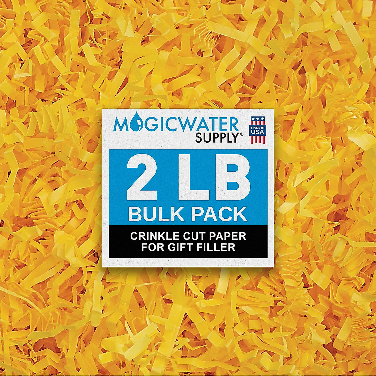 MagicWater Supply Crinkle Cut Paper Shred Filler (2 LB) for Gift Wrapping & Basket Filling - Yellow