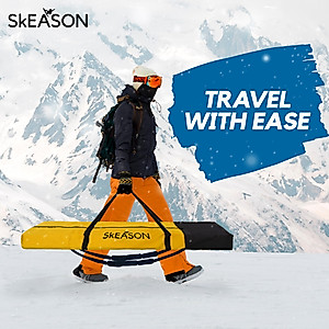 SkEASON Travel Snowboard Bag - Water Resistant Snowboard Backpack w/ 900D & 600D PVC Polyester - Snowboard Carry Case w/Strong Stitching - Snowboard Bag for Two - Helmet, Board, Boots, & More