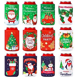 HomyPlaza 12-Pack Beer Can Coolers Sleeves Insulators Reusable Can Drink Holder Birthday Party Favors for Soda and Beer,Personalized can cooler for Bachelorette Party Decorations Supplies