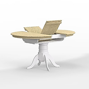 Glenwillow Home 7-PC - Oval Butterfly Leaf Dining Table + Spindle Back Dining Chairs Dining Set in White/Natural