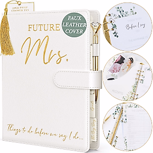 Wedding Planner Book and Organizer for The Bride -Faux Leather, Gold Foil 'Future Mrs' Wedding Binder I Includes Pen, Bookmark & Stickers I Engagement Gifts for Women I Wedding Planning Book Checklist