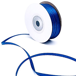 Capesaro Blue Ribbon - 1/8 inch x 100 Yards Double Face Solid Color Thin Satin Ribbon for Gift Wrapping Flowers Bouquet Baby Hair Accessories Wedding Birthday