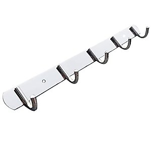 AOLZUNK Coat Rack Wall Mount, Heavy Duty, Stainless Steel Metal Coat Hook Rail for Coats Towel Robes Purse Hat Keys Mudroom Bathroom Entryway, Silver