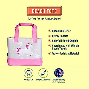 Wildkin Tote Bag for Kids & Adults, Measures 19.5 x 13 x 4.5 Inches, Polyester Fabric Travel Tote Bags, Features Two Durable Carrying Handles with Moisture-Resistant Interior Lining (Unicorns)