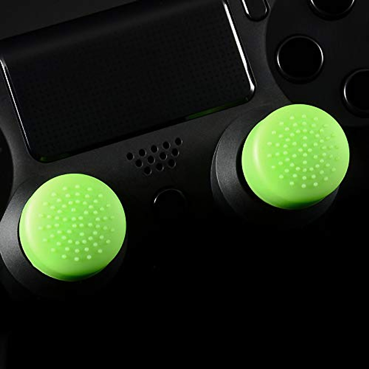 eXtremeRate 8 Pcs Green Anti-Slip Silicone Joystick Cap for PS4 Contrller, Control Thumb Stick Grips Cover for PS4, Precision Platporm Raised Analog Sticks Caps for PS4 Slim Pro Controller