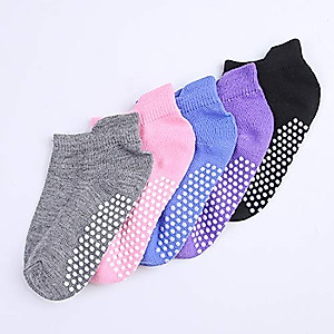 Cooraby 16 Pairs Toddler Non Slip Grip Ankle Socks Anti Skid Athletic Socks for Toddlers Boys or Girls