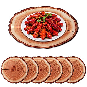 Recyclable Wooden Placemats Set of 6 Round Wood Plastic Table Place Mats Rustic Brown Table Mats Washable Holiday Rustic Vintage Table Decoration for Indoor Outdoor Party Wedding Dining Table