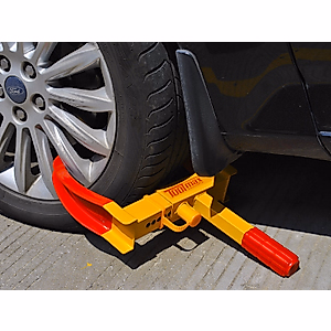 Goplus Heavy Duty Trailer Lock Wheel Clamp, Adjustable Anti-Theft Tire Lock Boot for Car Truck RV Boat Trailer Automotive Golf Carts w/Three Keys