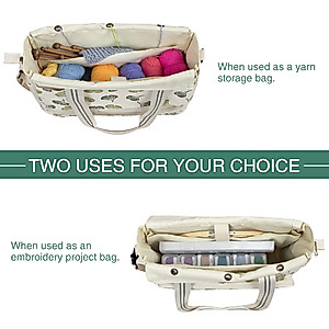 Lavievert Embroidery Project Bag, Embroidery Kits Storage Bag with Multiple Pockets for Crochet Hooks Embroidery Floss and Other Sewing Accessories