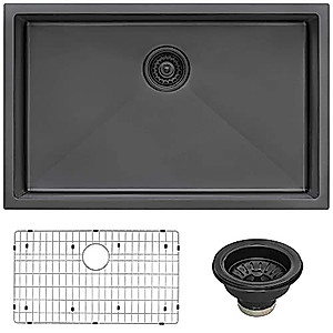 Ruvati 30-inch Undermount Gunmetal Black Stainless Steel Kitchen Sink 16 Gauge Single Bowl - RVH6300BL