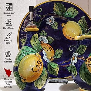 Italian Ceramic dinnerware set - Hand Painted kitchen Dishes sets for 4 - Made in ITALY Tuscany - Italian Pottery dinner plates - Home Decor Lemons Blue Ceramics dishes set - Service For 4