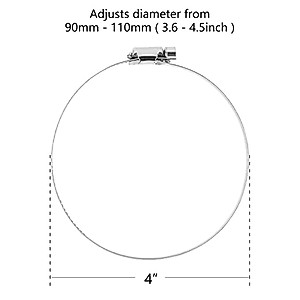 Harapu 4 Inch Duct Clamp, Stainless Steel Large Hose Clamp Adjustable Diameter 91-114mm Worm Drive Clamp for Plumbing Dryer Vent for Automotive Mechanical Agriculture, 2 Pack