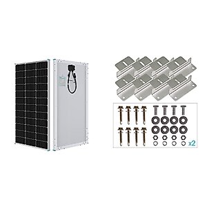 Renogy 100W Solar Panel + Z Brackets for RV/Marine Mounting