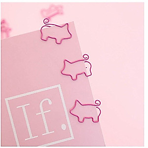 ISKYBOB 40 Pieces Mini Cute Pig Shaped Paper Clips Bookmark Funny Office Supplies,Pink