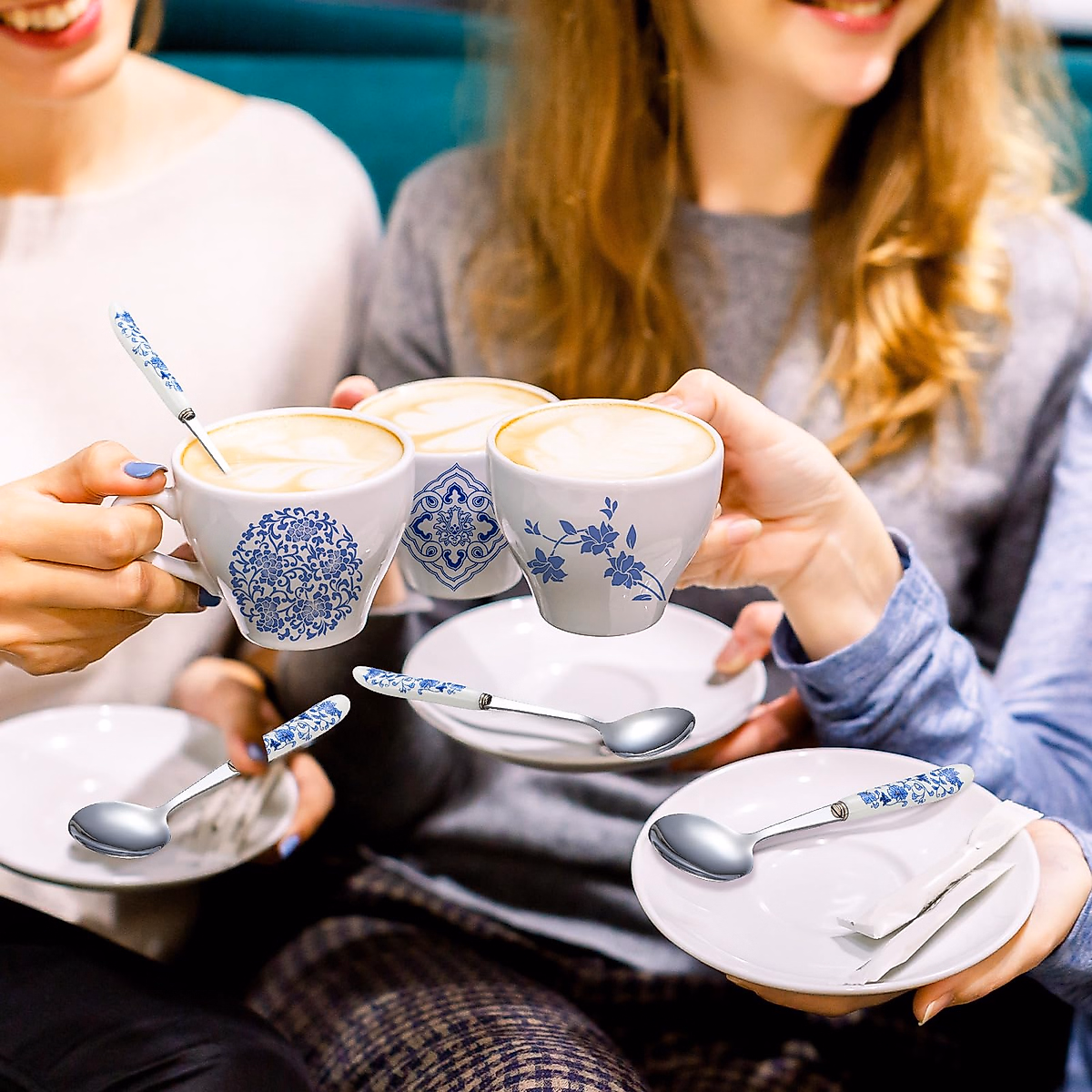 RimCereal 5 Pcs Chinoiserie Silverware Set Blue and White Porcelain Silverware Stainless Steel Utensils Set with Ceramic Handle Includes Knives Forks Spoon for Wedding High Tea Gift FOR Christmas