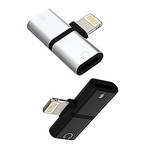 2pack,Headphone Adapter Compatible for Lightning Double to Audio Jack and Charger Earphone Charging Splitter Compatible with iPhone 11 12Mini pro max xs xr x 7 8plus for ipad air Connector for Apple
