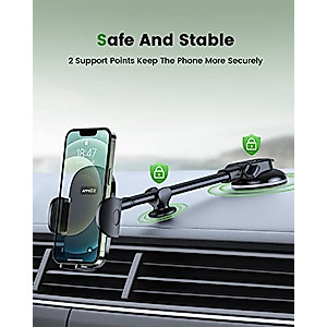 APPS2Car Suction Cup Phone Holder for Car 7" Windshield Dashboard Windows Car Phone Mount Gooseneck Truck Cradle with Strong Suction Compatible with iPhone 13/13 Pro Max, Samsung and All 4-7" Devices