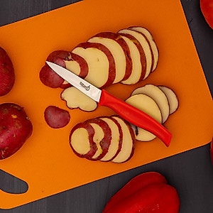 Slitzer Germany Paring Knife, German Stainless Steel Blade, 8 Inches, 3/12 Inch Blade, Red