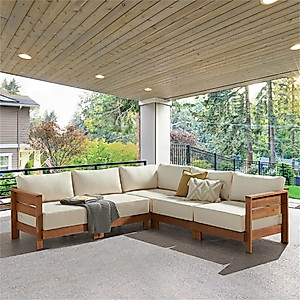 Barton 5-Piece Patio Furniture Set - Weather-Resistant Outdoor Sectional with Stain-Resistant Cushions - for Deck, Pool, or Sunroom by