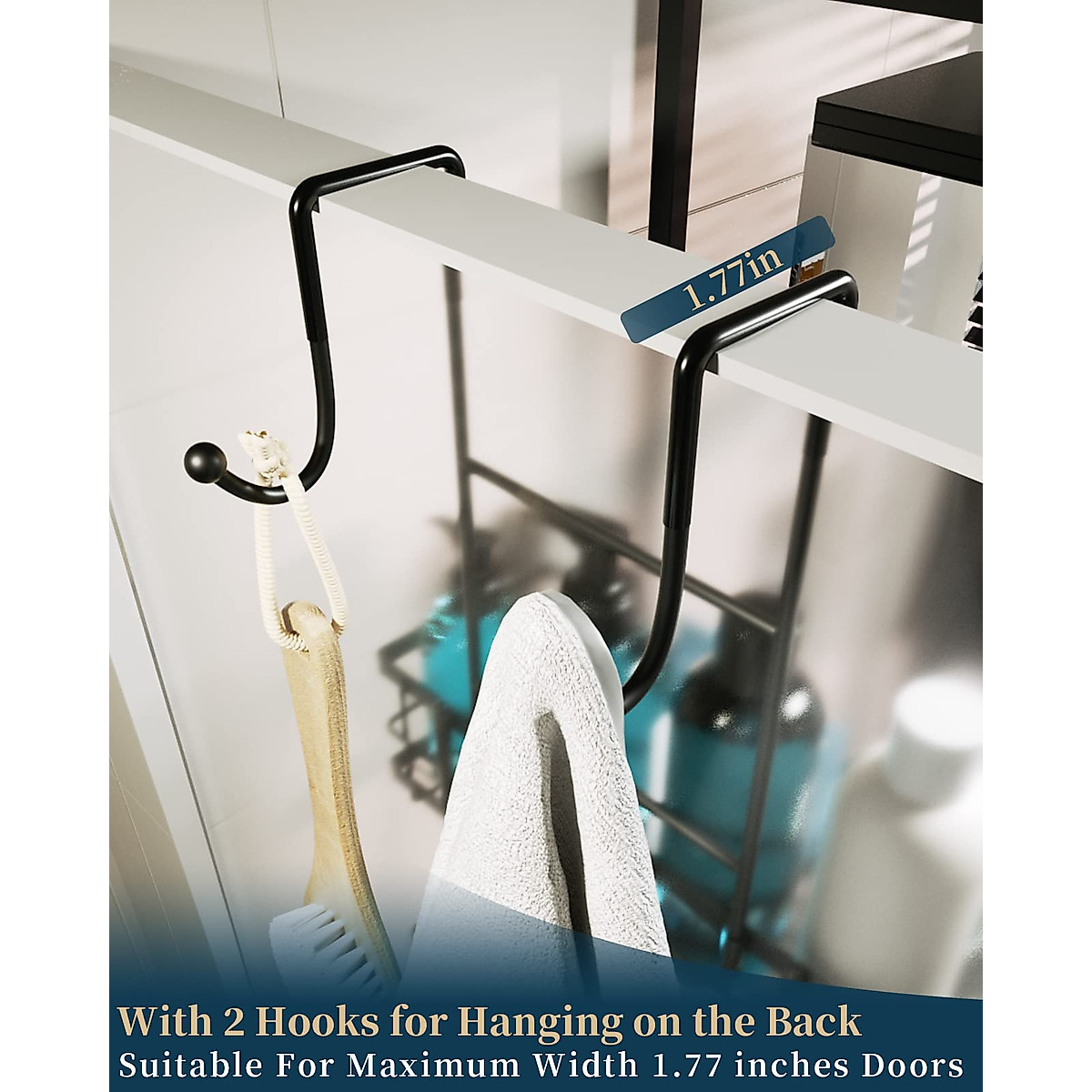 Consumest 3-Tier Hanging Shower Caddy Over the Door, Large Capacity Hanging Shower Organizer With 2 Soap Holder & 8 Hooks Rustproof Easy Installation Over Door Shower Shelf for Bathroom, Black