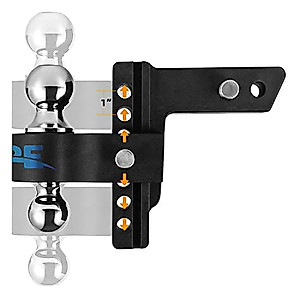 XPE Tow Hitch- Fits 2'' Receiver Only, 10'' Drop/Rise Drop, Dual Ball (2'' X 2-5/16''), Adjustable Aluminum Trailer Hitch for Heavy Duty Truck -12,500 Gtw with Trailer Locks, Black, XPE322010