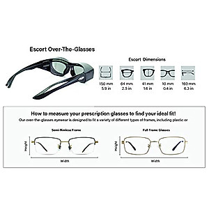 Global Vision 2 Pairs Clear and Smoke - Escort Fit Over Sunglasses ANZI Z87.1+ Safety Compliant