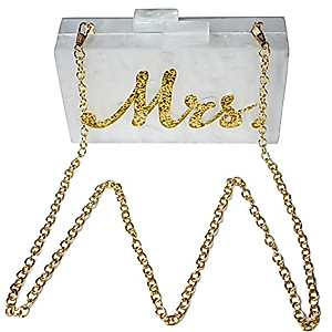Mrs Clutch Purse Women Evening Bag Handbag for Bride Party White