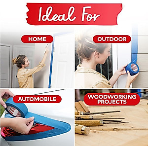 XFasten Blue Painters Tape Bulk 3-Inch x 60-Yards (12-Pack, 2160ft Total) Wall Safe Blue Painters Tape 3 Inch Wide, Blue Masking Tape Bulk, Blue Paint Tape for Walls, Painting, Automotive