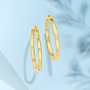 Ross-Simons Italian 14kt Yellow Gold Squared-Edge Hoop Earrings