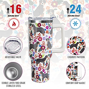 puhnhsv 40 oz Bernese Mountain Dog Tumbler with Handle, Insulated Cup Bernese Mountain Lovers Gifts