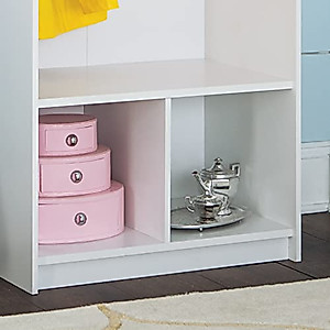 ClosetMaid KidSpace Wood Locker, 2 Cubby Cube Compartments, Open Storage, 3 Hooks, for Coats, Backpacks, Jackets, White Finish, 49-Inch