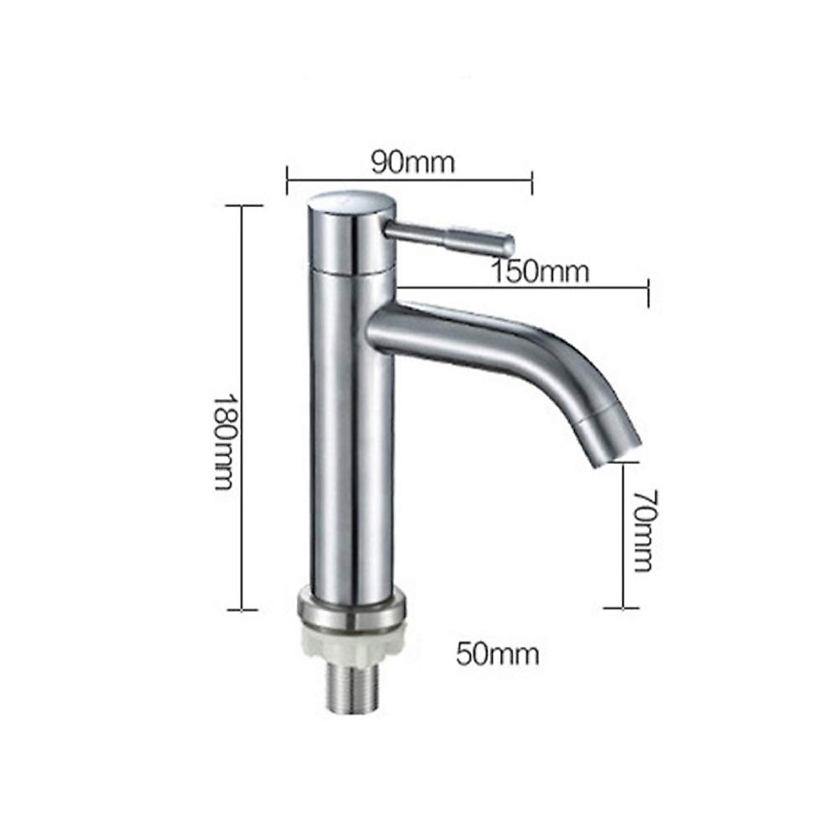 Cabilock Cabilock Single Cold Basin Faucet Stainless Steel Kitchen Faucet Bathroom Metal Faucet (Style 3)