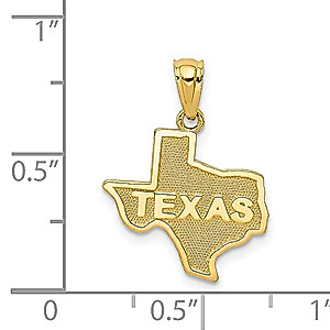 IceCarats 14K Yellow Gold State of Texas Map Necklace Charm Pendant Only