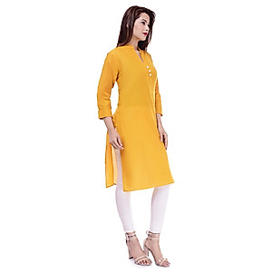 Ramkudi Indian Women's Plain Cotton Kurti Top (Mustrad)
