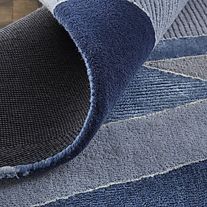 Feizy Rugs - Nash Tufted Graphic Wool Rug, Navy Blue/Opal Gray, 10ft x 14ft Area Rug